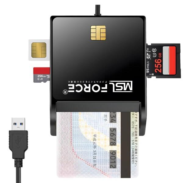 日本の中小企業 MSL FORCE 4in1 ICカードリーダー マイナンバー対応 USB-A SD MMC TF microSD SIM 確定申告 設置不要 USB接続型 ICチップ scr306-1 単品商品コード：4908132226...