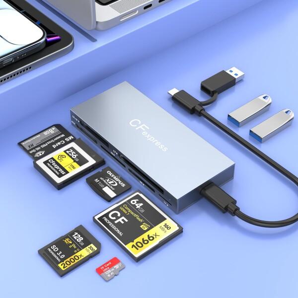 8-in-1 CFexpress Type B カードリーダー USB-C/USB-A 10Gbps超高速 マルチリーダー CFexpress Type B/CF/XD/MS/TF/SD カード 対応 USB 3.2 Gen 2 CFカード...