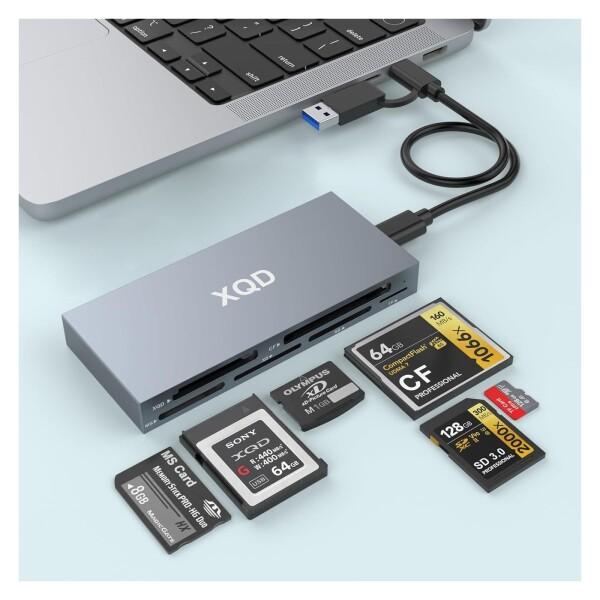 CFexpress Type bカードリーダー 6 in 1 USB C/USB A タイプb CFexpress/XQD/SDカードリーダー USB3.2 Gen2 10Gbps高速転送・安定伝送 アルミ合金一体成型 CFexpressア...
