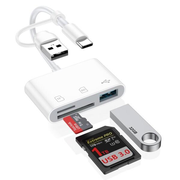 SDカードリーダー Type C 3-in-2メモリカードリーダー USB/SD/TF変換アダプタ USB 3.0/USB-C カードリーダー 0TG機能 設定不要 写真/ビデオ 高速伝送 双方向転送 カメラリーダー iPhone17/タイ...