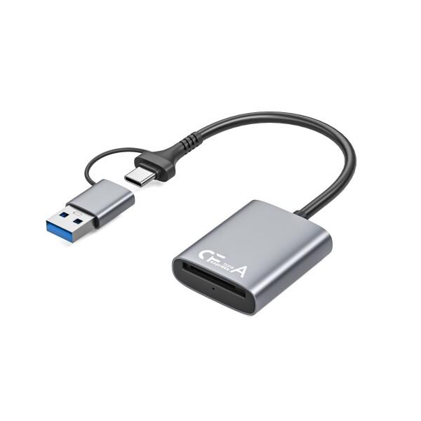 TREE DREAM CFexpress Type Aカードリーダー, デュアルポートUSB 3.2 (Gen 2), USB-C&amp;USB-A 2-in-1 Type A CFexpress 搭載, 10Gbps高速転送, アルミ合...