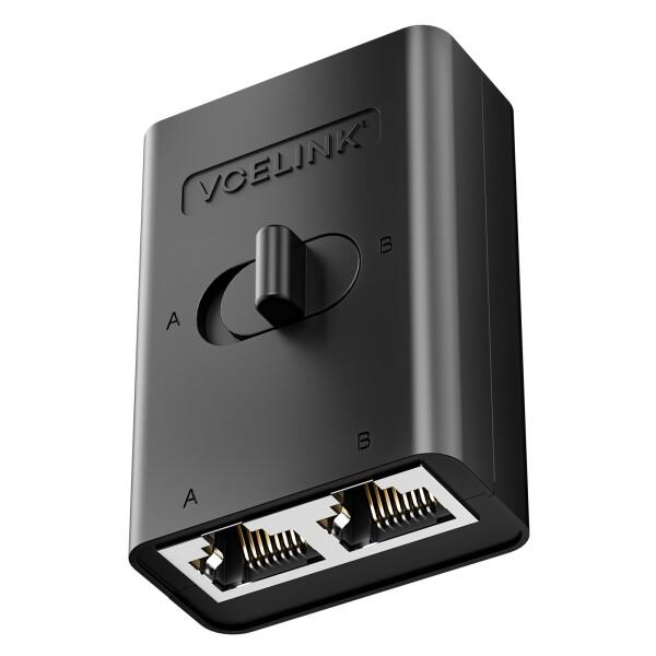 VCELINK 2ポート LAN スイッチ 2入力1出力 LANケーブル ハブ 切り替え器 分配器 高速1000Mbps Cat6/Cat5e/Cat5対応 電気不要 PoE、スライドスイッチ RJ11、RJ12商品コード：49081322...