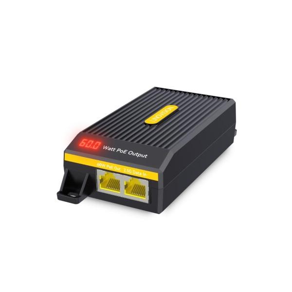 LINOVISION 2.5Gbps BT 60W PoE++ インジェクター、LEDディスプレイ付き、IEEE802.3bt対応、シングルポート PoE インジェクター、PTZカメラ/Power Over Ethernet照明/Wi-Fi...