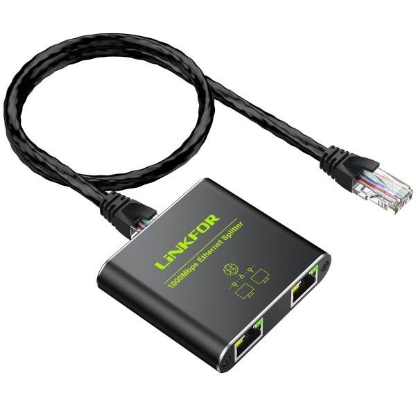 LiNKFOR LAN 分配器 １入力2出力 高速1000Mbps ギガビット RJ45 ネットワーク スプリッター ギガビットLANケーブル 2台同時使用Cat5 Cat5e Cat6 Cat7 Cat8対応 USBケーブル 日本語説明書...