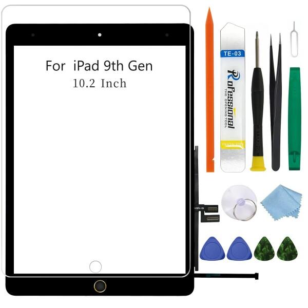 タッチパネル交換用 10.2インチ 2021 iPad 第9世代（A2602 A2603 A2604 A2605）ガラスタッチデジタイザー交換修理用、取り付け済み接着剤、ツール修理キット + ガラスフイルム商品コード：49081322995...