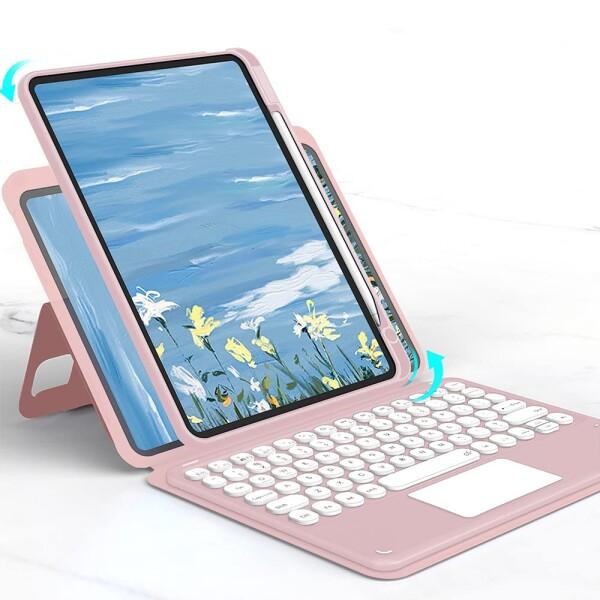 iPad 第11世代(A16, 2025)/iPad 第10世代 対応 キーボードケース 分離式 ケース 頑丈で調整可能なマルチアングルスタンド 横置き/縦置き対応 背面クリアカバー マグネット着脱式キーボード ケース Pencilホルダー...