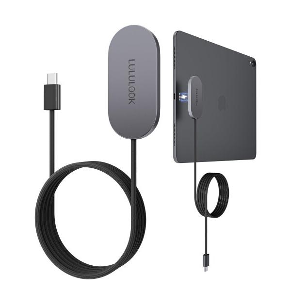 LULULOOK マグネット式ワイヤレス充電コード for iPad Pro 11 第3/第4/第5/第6世代、18Wアルミ合金充電器 高速充電 for iPad 11インチ M4/M3/M2 対応 6.5ft USB-Cケーブル付き商品コ...