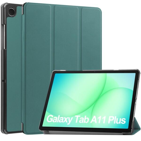 Gosento For Samsung Galaxy Tab A11+ ケース スタンド機能付き 開閉式三つ折薄型スタンドケース PUレザー カバー (濃い緑色）商品コード：49081323847型番：PBK-KST-Galaxy-Tab-...