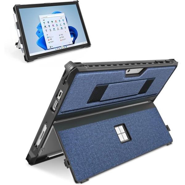 SSS?GRGB 12.3インチ Microsoft Surface Pro 7+/7/6/5/4/Pro LTE用 保護用頑丈なカバーケース、スタイラスペンホルダーとハンドストラップ付き、タイプカバーキーボードに対応 ネイビーブルー商品コ...