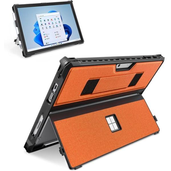 SSS?GRGB 12.3インチ Microsoft Surface Pro 7+/7/6/5/4/Pro LTE 保護用頑丈なカバーケース、スタイラスペンホルダーとハンドストラップ付き、タイプカバーキーボードに対応 オレンジ-レッド商品コ...