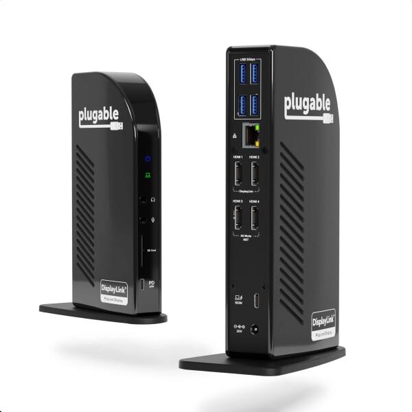 Plugable 14-in-1 USB-C ドッキングステーション HDMI 4台モニター対応 100W 充電 - Windows 用 Thunderbolt 3 /4 対応（USB-C x1、USB 3.0 x1、イーサネット、SD カ...