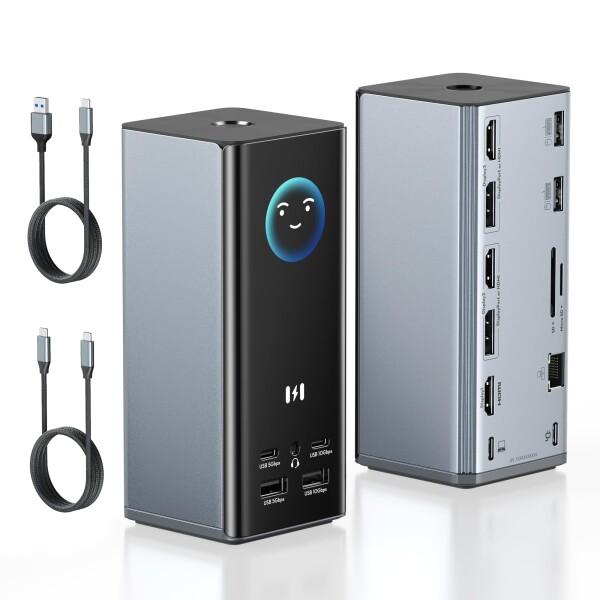 17-in-1 USB-C ドッキングステーション トリプルディスプレイ対応 ギガビットLAN・100W PD充電・10Gbps USB-A/C SD/TFカードリーダー・オーディオジャック付き Dell/HP/MacBook(M1/M2)...