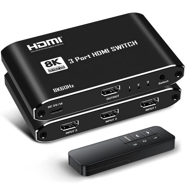 HDMI 2.1 切替器 3入力1出力 Chayoo HDMIセレクター 分配器 リモコン付き 48Gbps高帯域 HDCP2.3 PS5/PS4 pro/Xbox/TV-box/PC/Switch/BlueRay DVDプレーヤーなど対応...