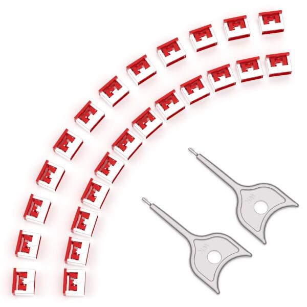 USBメタルポートロックブロッカー 24個入り（鍵2個付き）鍵2個付き - PC/ノートパソコン用セキュアUSB-Aポートプロテクター、盗難防止データセキュリティロック、防塵・防湿カバー、着脱式Type-Aコネクタ（赤）商品コード：4908...