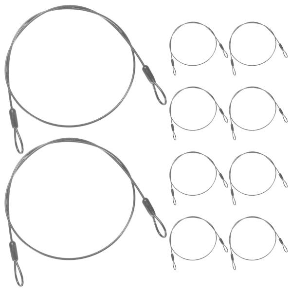 M METERXITY 10パック セキュリティケーブルロック 1FT 4mm PVCコーティングされたステンレス鋼製 荷物ロックワイヤーロープ トラベル/ゲート/バイク用 ダブルループ 耐切断編組スチールケーブル(黒)商品コード：4908...