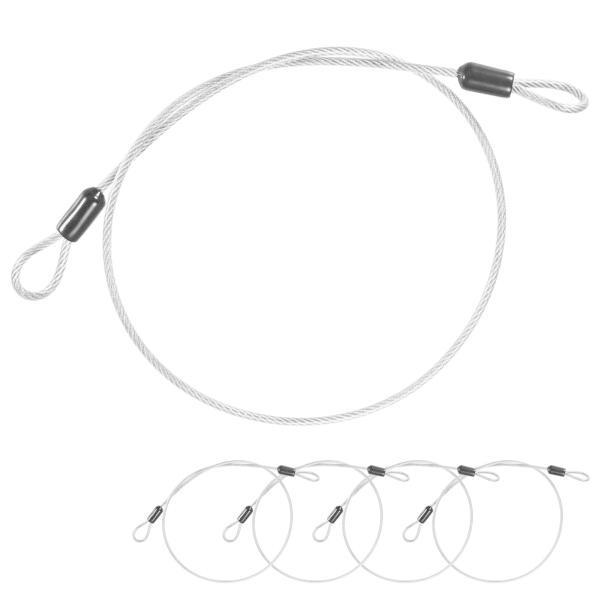 M METERXITY 5本セット セキュリティケーブルロック 2フィート(約60cm) 3 mm PVCコーティング ステンレス製 両ループ式 旅行/門扉/自転車用 切断耐性編み込みケーブル (透明)商品コード：49081324684型番...