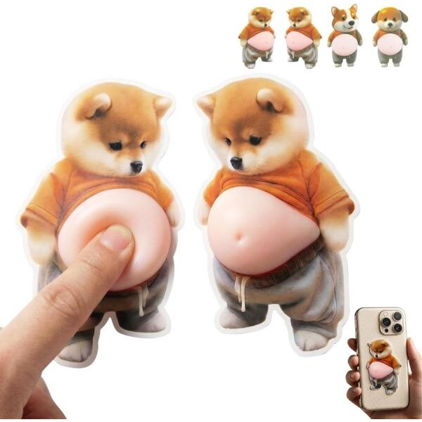 犬 お腹 シール おしり 4枚セット 3Dお尻シール 柔らかいお腹 DIY用 手帳 ノート スマホ用 ゼント ギフト (4枚セット)商品コード：49081324686型番：TOC001カラー：4枚セット【むにゅっと癒し!3Dお腹スクイーズ】...