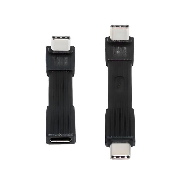 NFHK 2個/セット USB5.0 80Gbps フラットスリム FPC オス-オス&amp;メス延長ケーブル 上向き角度90度 240W 16K 8K 60Hz 5K 40Gbps USB4.0 Thunderbolt対応 (ブラック)...