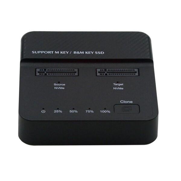 NFHK Dual-Bay Cloner 20Gbps NVME M.2 NGFF M-Key to USB-C One-Click Offline Clone Backup Enclosure Hyper Vertical Duplica...