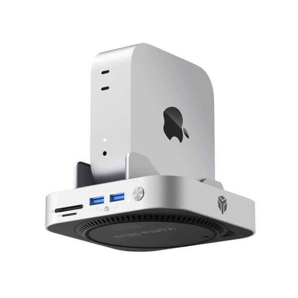 Yottamaster Mac mini M4 ドッキングステーション、9-IN-1 USB-Cハブ 10Gbps高速転送2280 SATA/NVME M.2 SSD外付けケース、Mac mini M4 スタンド 内蔵冷却ファン、USB-A...
