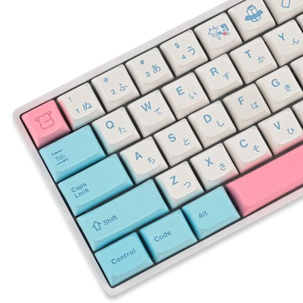 XDA プロファイル 白青 PBT キーキャップ 136 個入り 日本語キュートダイサブリメーション US レイアウト 60%/65%/75%/80%/100% MX スイッチ機械キーボード対応 (XDA-Milk Blue)商品コード：4...