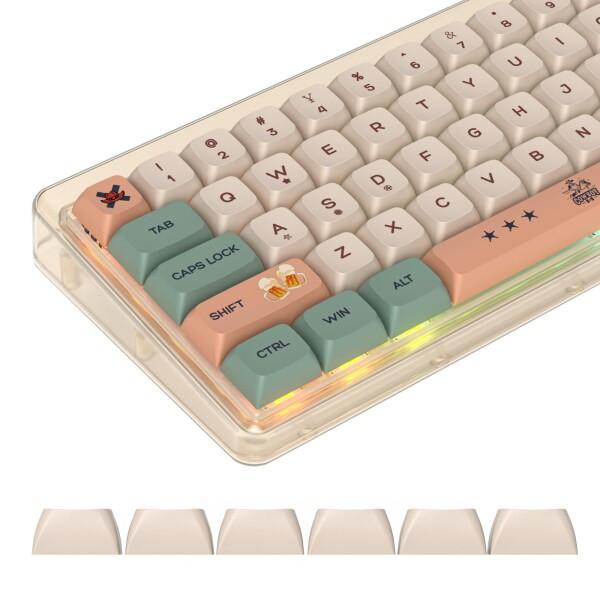 XDA プロファイル キュート PBT キーキャップ 136 個入り 厚手ダイサブリメーション US レイアウト 60%/65%/75%/80%/100% MX スイッチ機械キーボード対応 (XDA-Cowboy)商品コード：4908132...