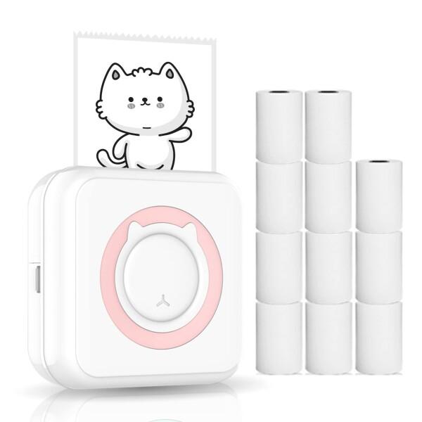 フォトプリンター、オールインワンフォトプリンター 多機能ポータブルプリンター ワイヤレスインスタントミニプリンター スマートフォン用BT接続をサポート 紙ロール11本付き 57mm iOS Androidと互換性あり商品コード：490813...