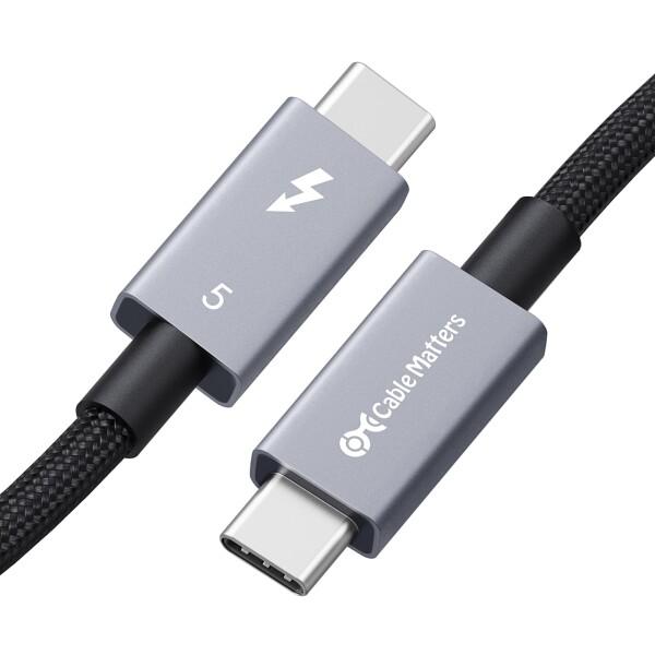 (Intel認定) Cable Matters 80Gbps 編組Thunderbolt 5 ケーブル - 1m、(最大120Gbps帯域幅ブースト・240W充電・8K / 4K@540Hz)、サンダーボルト5 ケーブル、Thunderbo...