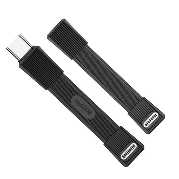 ブラックカラー 2個/セット USB5.0 80Gbps フラットスリム FPC オス-オス &amp; メス延長ケーブル 上向き角度 90度 240W 16K 8K 60Hz 5K 40Gbps USB4.0 Thunderbolt対応商...
