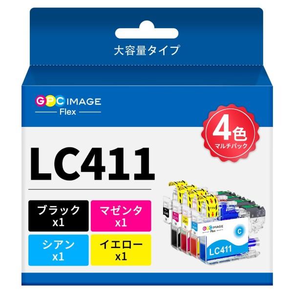 GPC Image Flex ブラザー 用 インク LC411 純正 と併用可能 LC411 LC411-4PK 4色セット 大容量タイプ brother 対応 インクカートリッジ LC411 LC411BK DCP-J926N MFC-J...