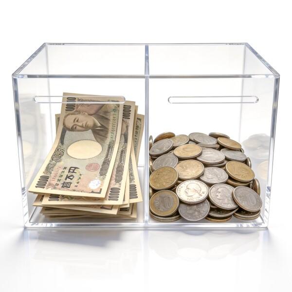 WORHE アクリル貯金箱 2-in-1、高硬度で透明、紙幣と硬貨を分けて収納、大容量アクリル貯金箱、500万以上収納可能、達成感をもたらし、目標を明確に表示(サイズ:16cmX22cm)RB004商品コード：49081379740型番：J...
