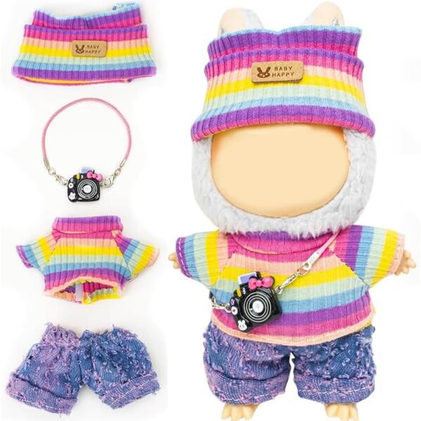 Rivulicrypta ラブブ 服 4点セット 17cm らぶぶ対応 ぬいぐるみ サイズ可愛い人形服 おしゃれ着せ替え 人形のための着せ替え服 ドール本体なし プレゼントに最適 - パープルです商品コード：49081381786型番：Ri...