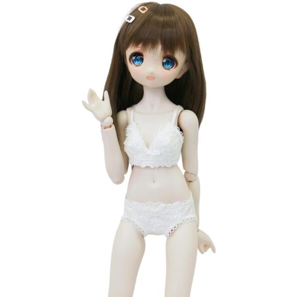 1/3 MDD DDP S/M胸対応 ランジェリーセット 下着 ブラジャー ショーツ セット 白 スムース素材 花柄刺繍 花レース 40cm ドール BJD 人形服  (No.0196)商品コード：49081381967型番：202310-...
