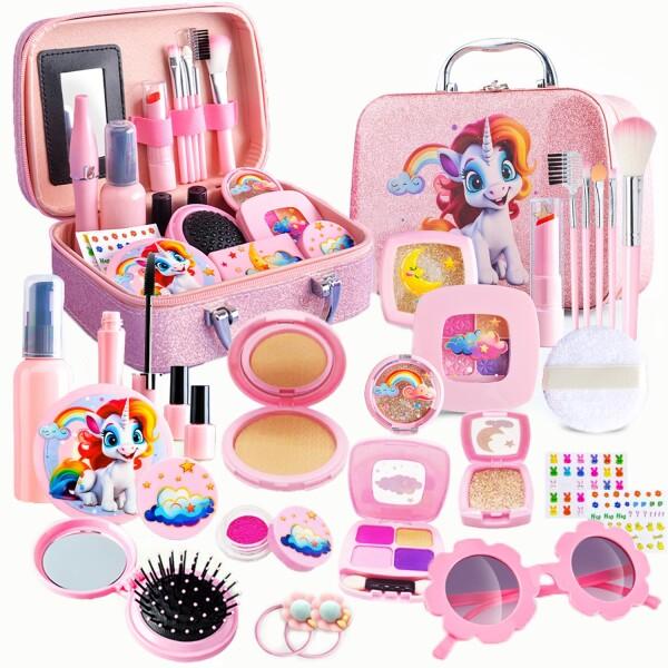 Funk Doggie 23PCS メイクおもちゃ おままごと 色が付けない お化粧おもちゃ お化粧セット 女の子 ドレッサー メイクバッグ なりきり ごっこ遊び クリスマス プレ子供 メイクセット 女の子 キッズ メイクセット ユニコーン...