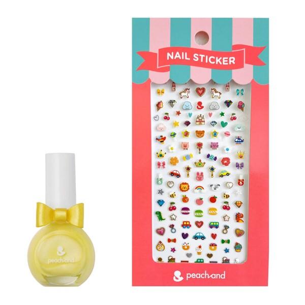 Peachand ピーチアンド プリンセスネイルカラー 子供用 マニキュア ネイルシール ネイルステッカー セット (イエロー) 安全成分 キッズコスメ プレゼント ギフト用 子供化粧品 子供メイク 人気 おしゃれ 子供コスメ かわいい商品...