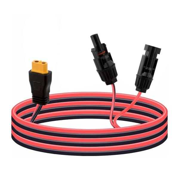 Leehitech 1M ソーラーコネクタ to XT60 アダプターケーブル 12AWG 300V 定格電圧 MC4 to XT60 ポート陽光パネル用ケーブル ポータブル電源、折り畳み式ソーラパネル、 エコフロー ソーラーパネル、太陽光...