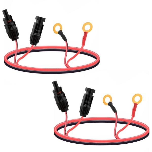 Leehitech 2×0.3M ソーラーアダプター to O型端子台延長ケーブル 10AWG 接地接続電源延長ケーブル 太陽光パネル用ケーブル ポータブル電源、折り畳み式ソーラパネル、 太陽光発電所、車載機器、RVに適用商品コード：490...
