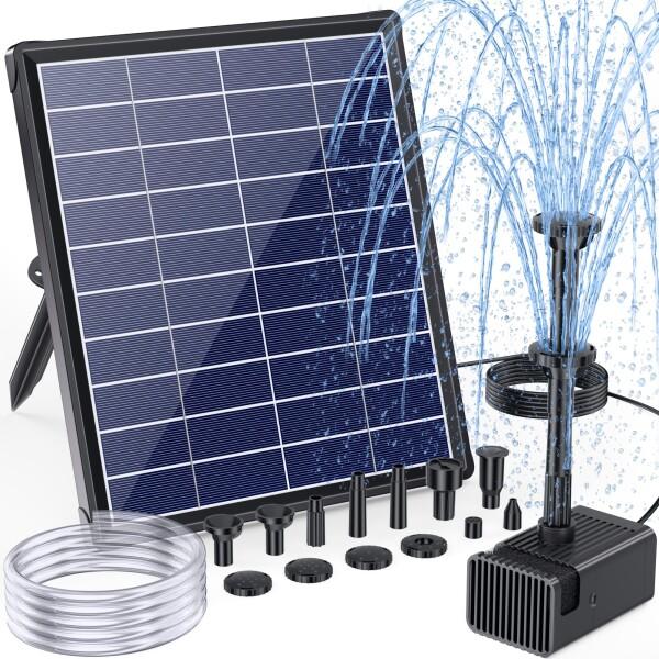 NFESOLAR ソーラーポンプ 5.5W 大容量3000mAh蓄電式 浮き型ソーラー噴水ポンプ 8種ノズル付 自動水位保護機能 ビオトープ/池/バードバス/庭園用 太陽光発電 水循環 酸素供給商品コード：49081388979型番：1-5...
