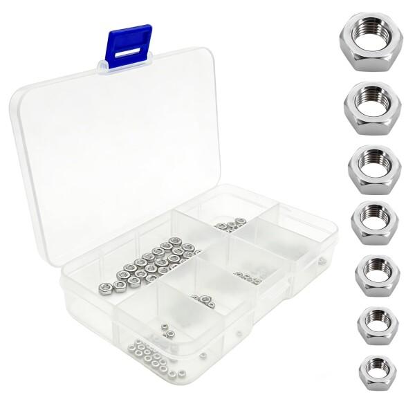 DACAIFH 六角ナット 不??ナット 7サイズ（M1 M1.2 M1.4 M1.6 M2 M2.5 M3） ミニ手芸に適用 修理 部品 補修 耐食性 防錆性 高硬度 便利 交換用 装置工具修理用 収納ケース付き商品コード：4908138...