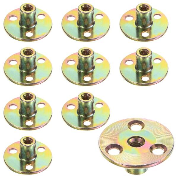 M METERXITY 10-Pack 1/4" T-Nuts 亜鉛メッキ炭素鋼ティーナット 3ホールラウンドベース溶接ナット スルーホール家具金物フランジインサート女性スレッド 金商品コード：49081389608型番：RXZER23カラ...