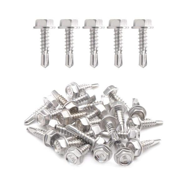 IMSCREWS ドリルねじ 六角フランジヘッド #8 x 3/4インチ 410ステンレス 鉄板 1/4インチソケット対応 25個入商品コード：49081390098型番：CG00251高硬度410ステンレス採用:優れた硬度を持つ410ステ...