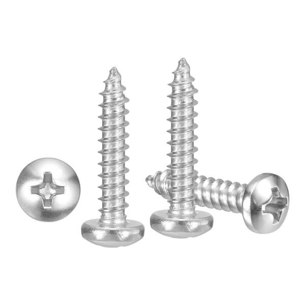 METALLIXITY プラスパンヘッドセルフタッピングスクリュー（#6x5/8"）100個 304ステンレス鋼セルフドリリングスクリュー 金属木材プラスチック用 キャビネット壁シャッタープレートロック家具用 シルバートーン商品コード：49...