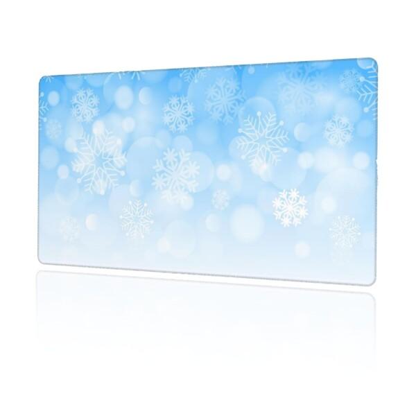 DADABULIU マウスパッド 大型 ゲーミング でかい キーボードパッド 青 水色 グラデーション ハレーション 雪花 雪 冬 ゴム底 光学マウス ゲーム 特大 40cm×75cm 滑り止め 耐久性が良い おしゃれ かわいい 防水 サイ...