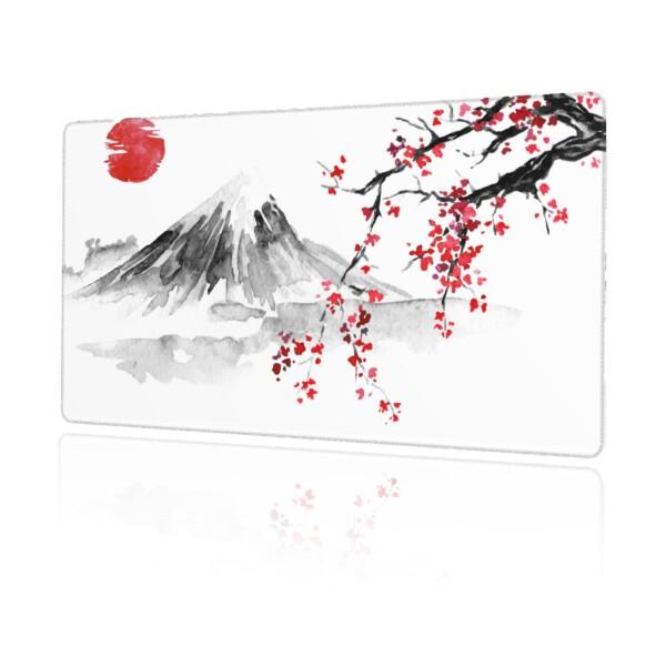 DADABULIU 桜 マウスパッド 大型 ゲーミング 水墨画 サクラ 桜柄 富士山 太陽 マウスマット デスクマット 特大 おおきい キーボードパッド ゴム底 光学式 マウス対応 滑り止め 耐久性 良い おしゃれ かわいい 防水 サイバー...