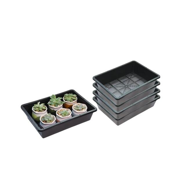BeGrit 育苗ポット 苗トレー 5セット32x23cm育苗トレイ育苗箱 苗床 トレイ稚苗用苗箱 プラスチックプラントトレイ ガーデン苗スターターキット 多肉植物輸送ポット盆栽トレーニングポット家庭園芸(ブラック)商品コード：490813...
