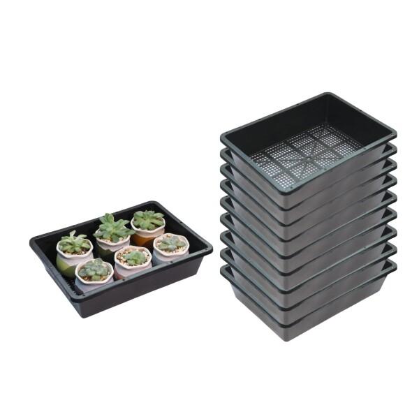 BeGrit 育苗ポット 苗トレー 10セット32x23cm育苗トレイ育苗箱 苗床 トレイ稚苗用苗箱 プラスチックプラントトレイ ガーデン苗スターターキット 多肉植物輸送ポット盆栽トレーニングポット家庭園芸(ブラック)商品コード：49081...