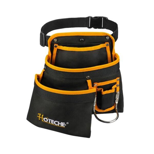 HOTECHE プロフェッショナル工具収納ポーチ, 黒/オレンジ, オックスフォード生地商品コード：49081399723型番：HT-490001カラー：ブラック/オレンジ大容量設計: 26.5 x 26 x 10 cmの広々としたサイズで...