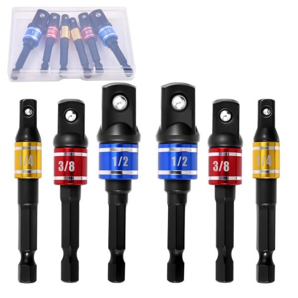 SPEEDWOX ソケットアダプターセット 6本組 ソケットビット 六角軸用 差込角変換 アダプター インパクトドライバー 電動ドリルソケット ドライブ角変換 1/4 3/8 1/2 インチ ブラック商品コード：49081405450型番：...