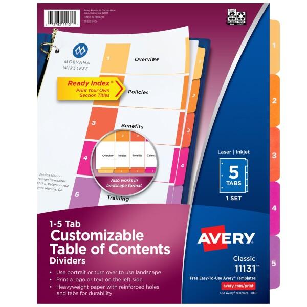 INDEX,BNDR,LTR,5/ST,AST商品コード：49081474535型番：11131カラー：Multi ColorOrganize tab dividers quickly with the printable table of...