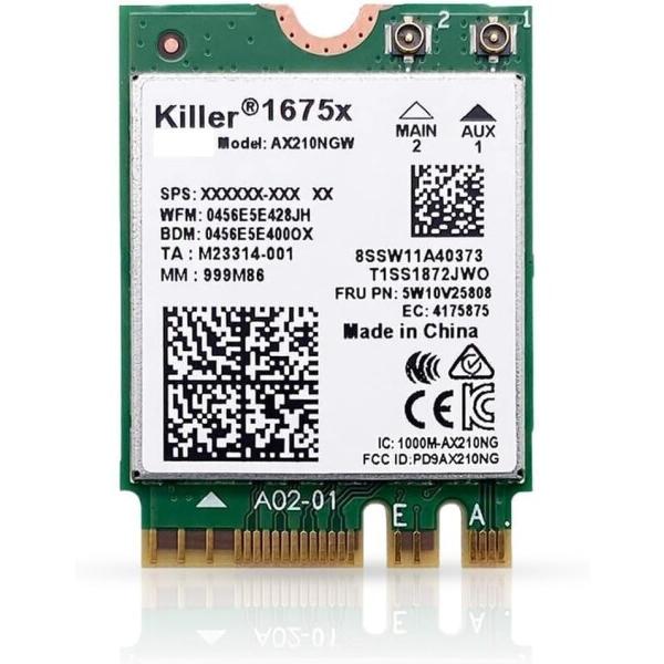 Killer Series for AX1675x AX210NGW Gaming WiFi 6E Adapter Upgrade | M.2 WiFi Card for PC | 2.4 Gbps WiFi | Bluetooth 5.3...